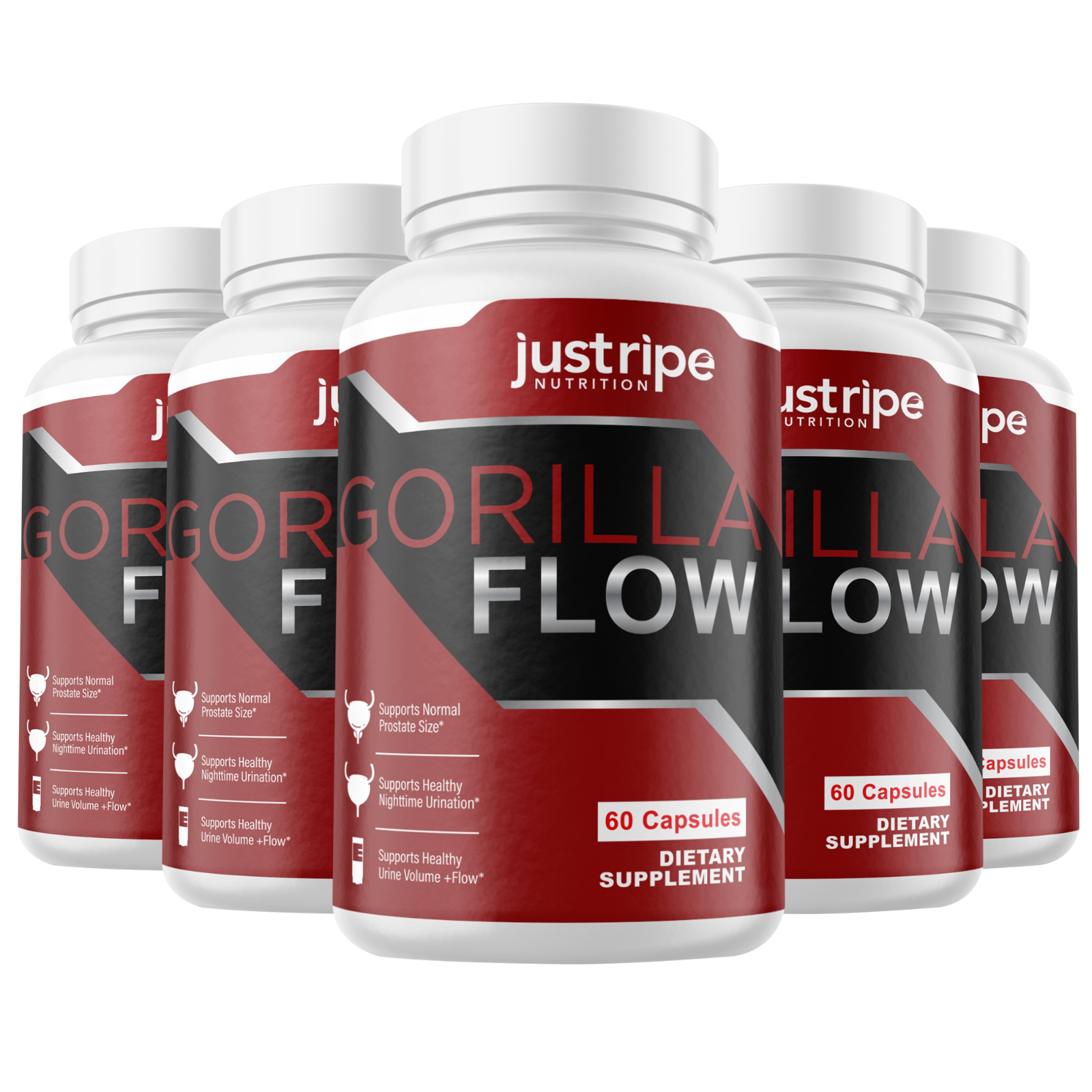 5 Pack Gorilla Flow Capsules Extra Strength Mens Supplement- 60 Capsul ...