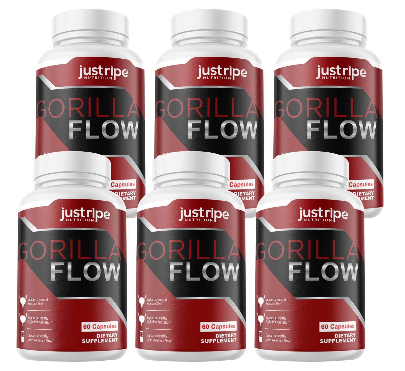 6 Pack Gorilla Flow Capsules Extra Strength Mens Supplement- 60 Capsul ...